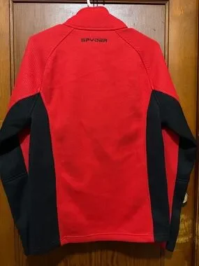 Spyder | Sweaters | Spyder Red And Black Fleece Jacket With Spider Logo ...